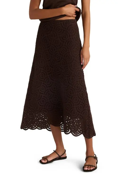 HAVEN WELL WITHIN Cotton Crochet Scalloped Midi Skirt