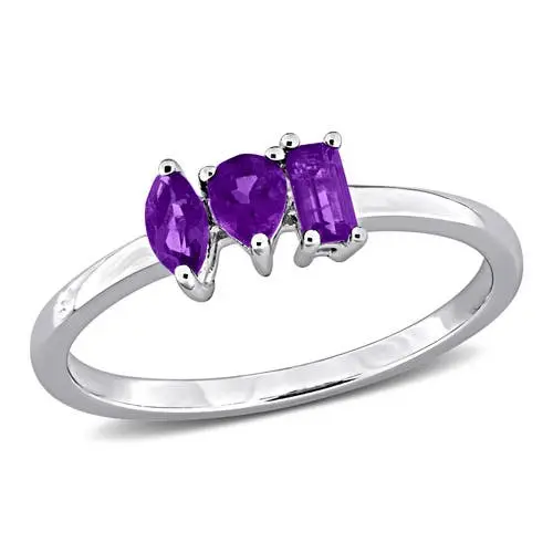 JULIANNA B. Sterling Silver 3-stone Ring - Amethyst