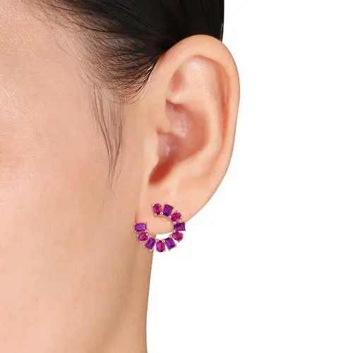 JULIANNA B. Rhodolite And Amethyst Curved Drop Earrings