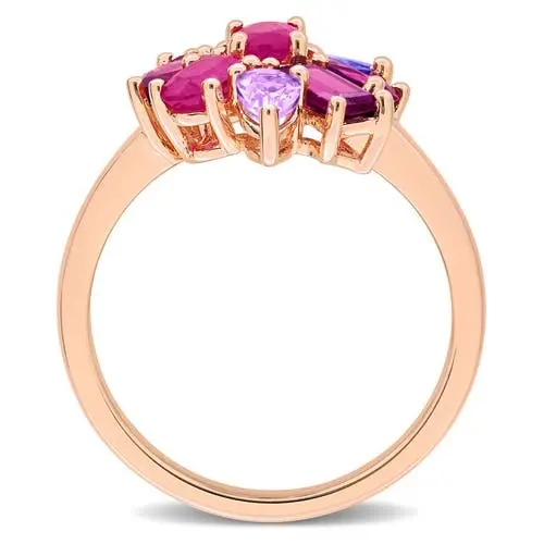 JULIANNA B. Multi-gem Cluster Cocktail Ring In Rose-plated Sterling Silver