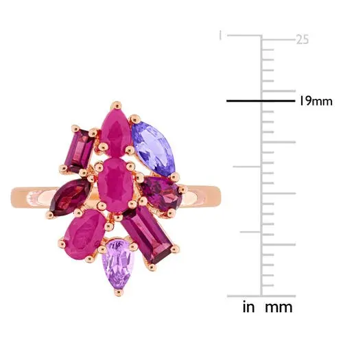 JULIANNA B. Multi-gem Cluster Cocktail Ring In Rose-plated Sterling Silver