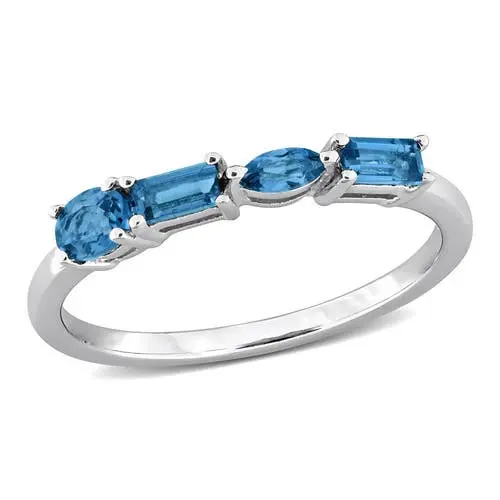 JULIANNA B. Sterling Silver Multi-shape Anniversary Band - Blue Topaz