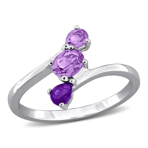 JULIANNA B. Sterling Silver 3-stone Bypass Ring - Amethyst
