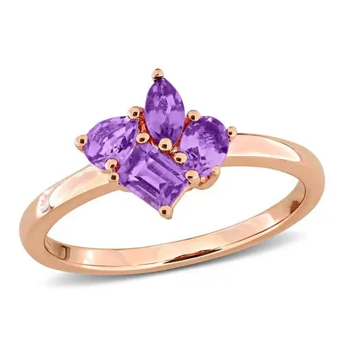 JULIANNA B. Plated Sterling Silver Multi-gemstone Ring - Amethyst/rose-plated