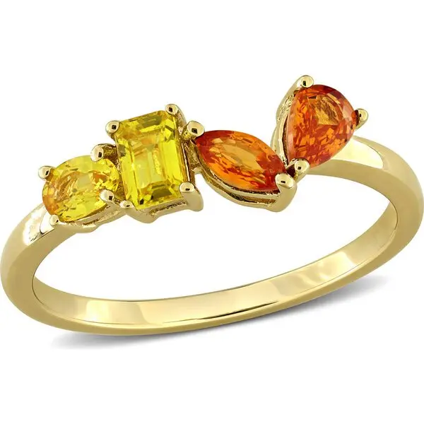 JULIANNA B. Multi-stone Ring In Yellow-plated Sterling Silver - Sapphire