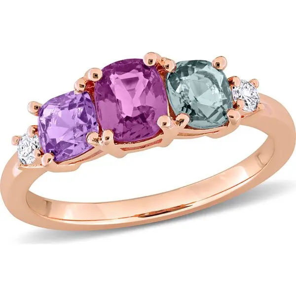 JULIANNA B. Lab-grown Diamond And Multicolor Ring In Rose-plated Sterling Silver - Spinel