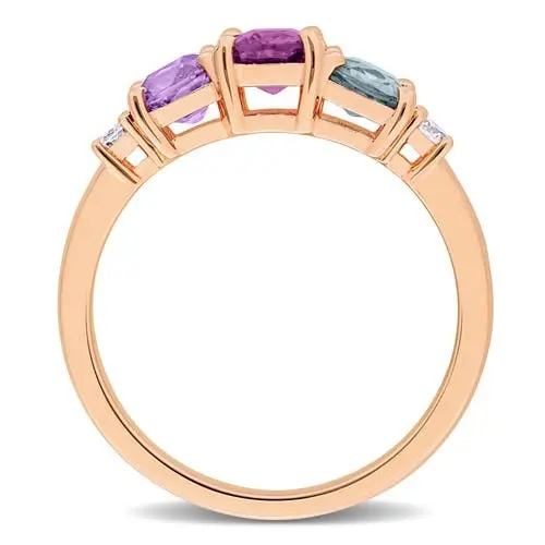 JULIANNA B. Lab-grown Diamond And Multicolor Ring In Rose-plated Sterling Silver