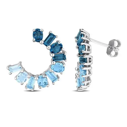 JULIANNA B. Sterling Silver Curved Earrings - Blue Topaz