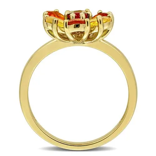 JULIANNA B. Yellow & Orange Flower Ring In Yellow-plated Sterling Silver
