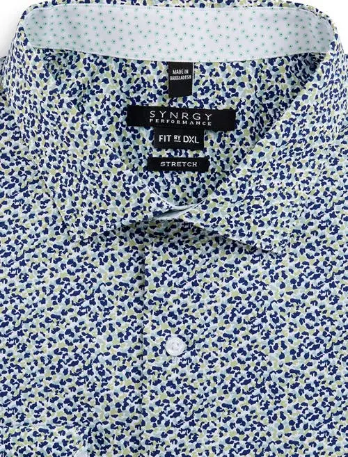 SYNRGY BY DXL Big & Tall Performance Camo Floral Dress Shirt - Olive
