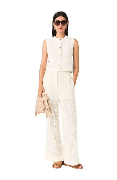Maje Guipure Lace Wide-leg Trousers