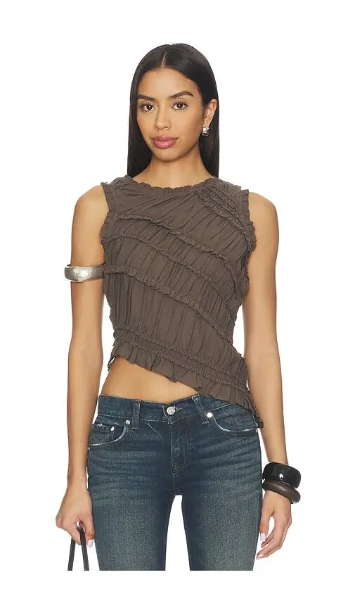 Free People Pink Sands Smocked Top - Chocolate