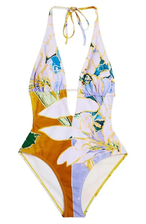 Desigual Cutout Plunge Halterneck One-piece Swimsuit