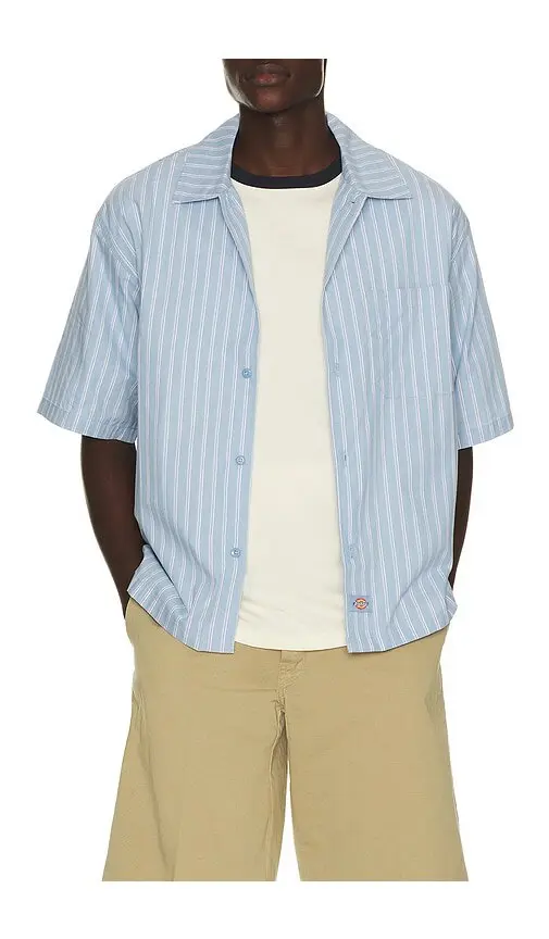 Dickies Venedocia Stripe Shirt In Baby Blue - Endless Sky