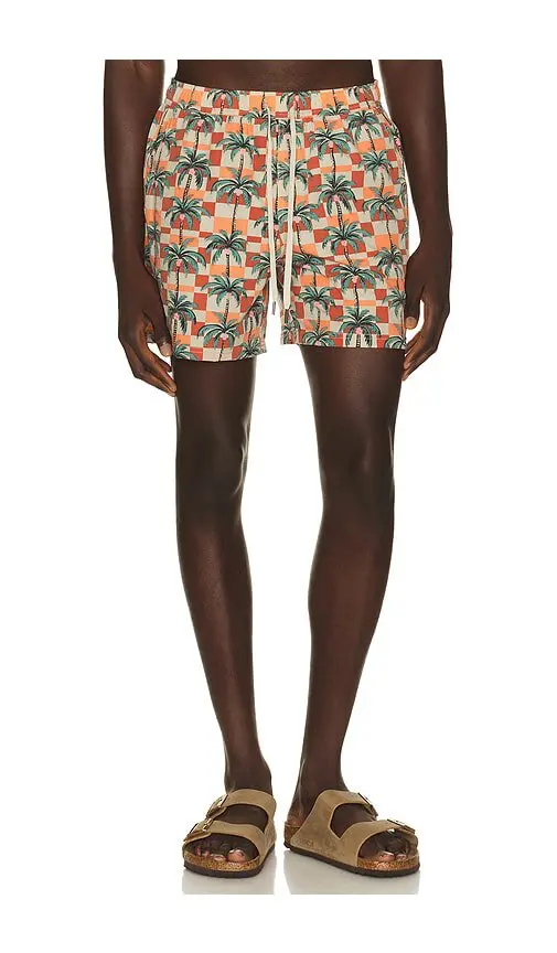 FAIR HARBOR Bungalow Swim Trunk - Checkered Palms