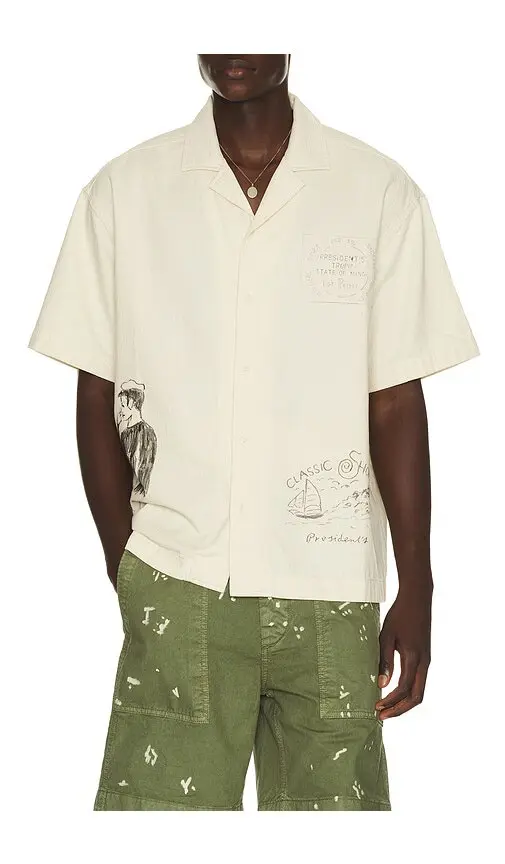 President's Hand Painted Reef Shirt In Cream - Ecru