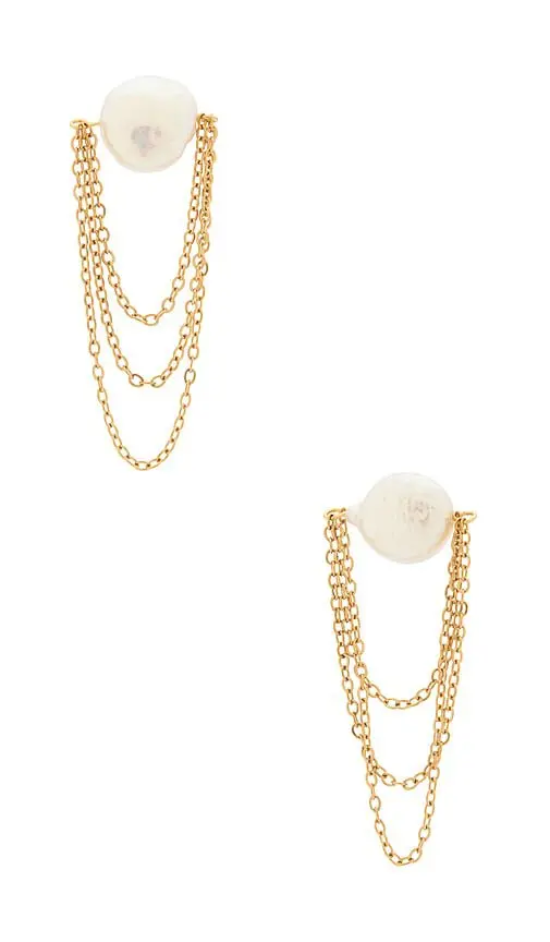 CASA CLARA Larsen Drop Earrings With Pearlescent Stone - Pearl