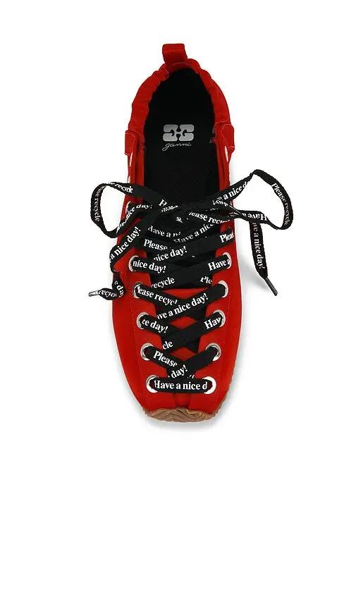GANNI Lace Up Ballerina Sneaker - Goji Berry