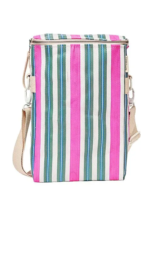 SUNNYLIFE Recycled Nylon Drinks Cooler Bag In Sage - Seagrass Green Multi