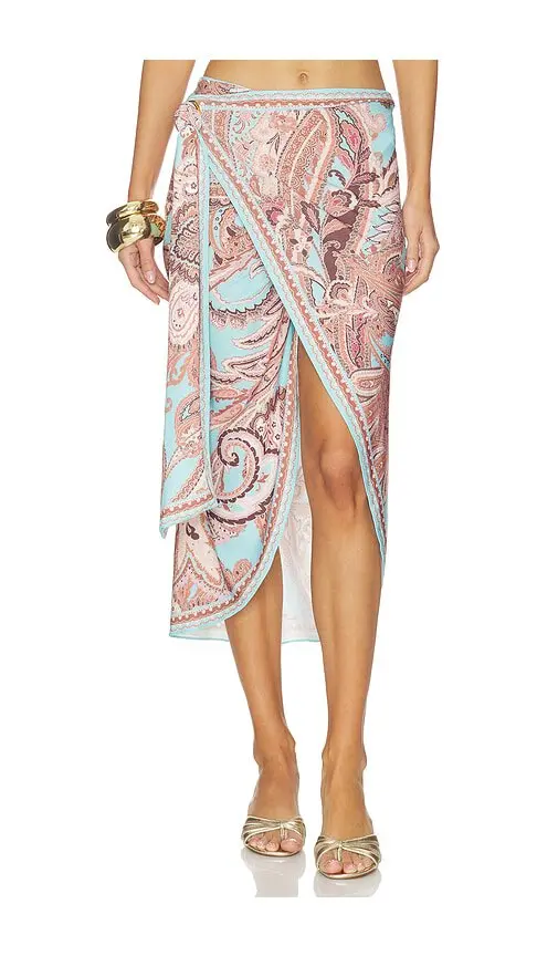 L'Agence Marena Sarong In Blue,brown - Ice Blue Multi