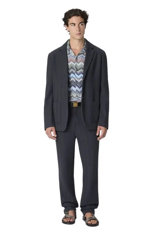 Missoni Single-breasted Blazer In Cotton And Viscose With Tone-on-tone Zigzag Pattern