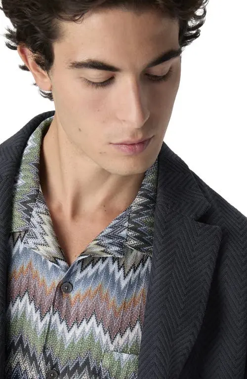 Missoni Single-breasted Blazer In Cotton And Viscose With Tone-on-tone Zigzag Pattern
