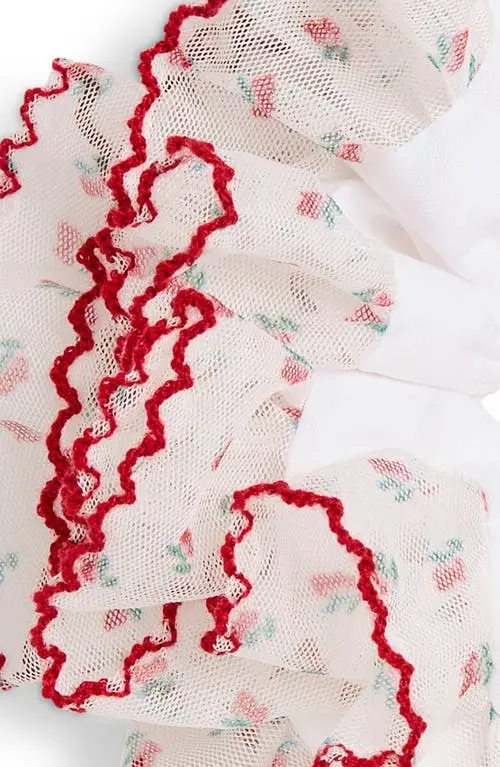L. Erickson Cassia Floral Scrunchie - White/red