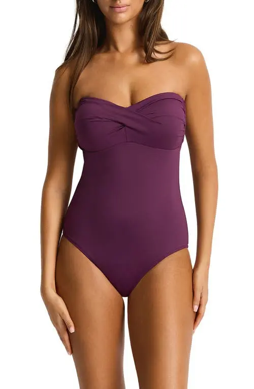 SEA LEVEL Essentials Edit Twist One-piece Swimsuit - Claret