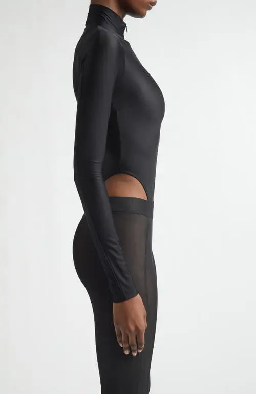 LAQUAN SMITH High Cut Zip-up Bodysuit