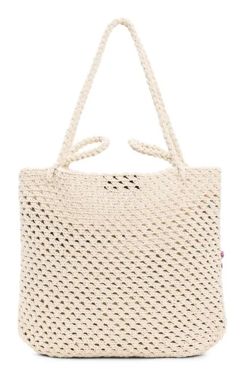 Desigual Floral Appliqué Open Knit Cotton Shoulder Bag