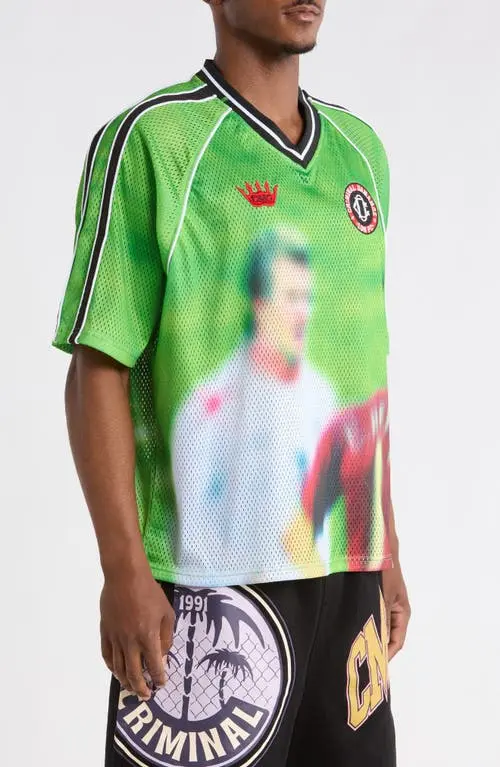 CRIMINAL DAMAGE Frenemies Soccer Graphic" Relaxed Fit V-neck Jersey