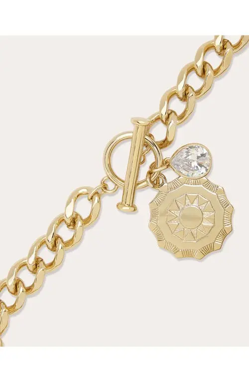 Ramy Brook Julieta Curb Chain Necklace With Sun Charm And Cubic Zirconia Pendant