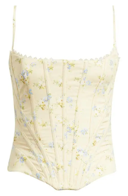 House Of Cb Cadie Corset Top - Lemon Floral