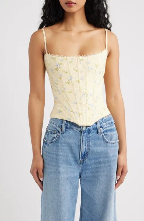 House Of Cb Cadie Corset Top - Lemon Floral