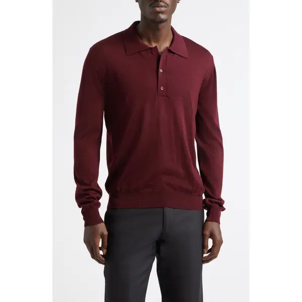 Valentino Garavani Vlogo Virgin Wool Polo Sweater - Wine