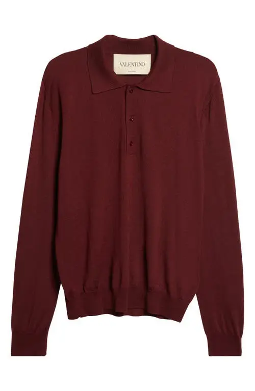 Valentino Garavani Vlogo Virgin Wool Polo Sweater - Wine