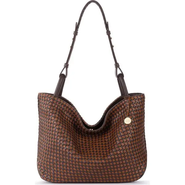THE SAK Los Feliz Medium Woven Leather Tote Bag - Mahogany Cognac Woven