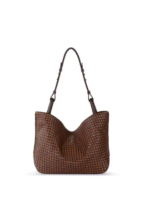 THE SAK Los Feliz Medium Woven Leather Tote Bag - Mahogany Cognac Woven