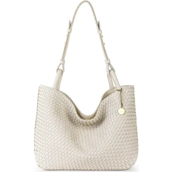 THE SAK Los Feliz Medium Woven Leather Tote Bag - Stone Woven