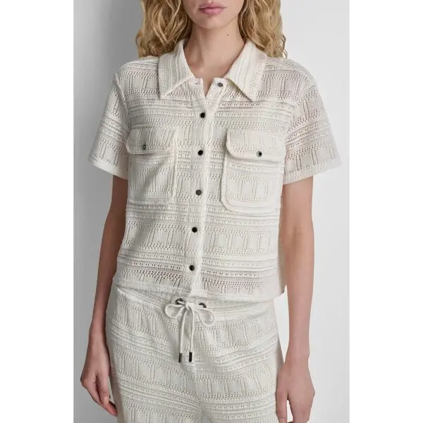 Dkny Open Stitch Button-up Shirt - Coconut