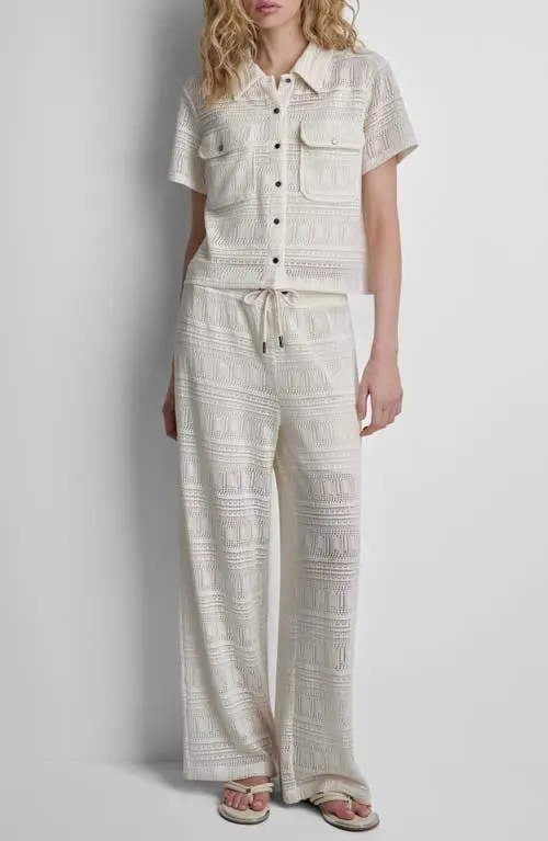 Dkny Open Stitch Drawstring Wide Leg Pants