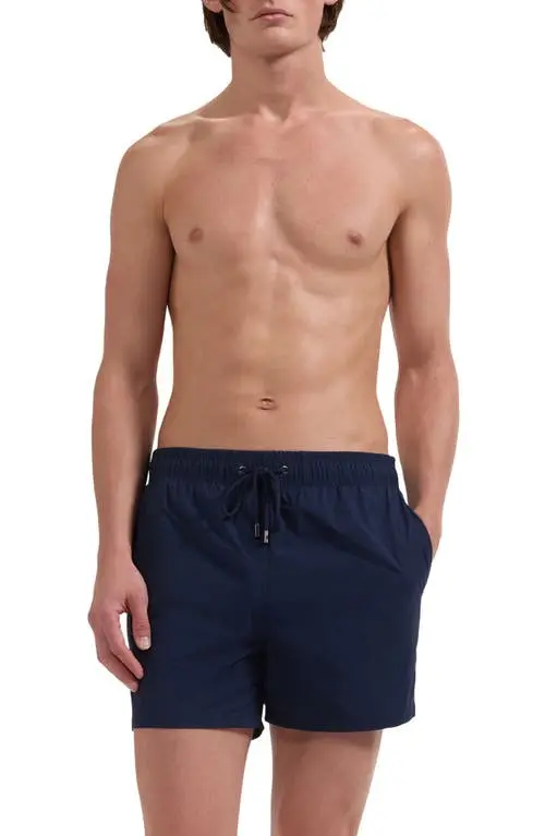 Bugatchi Zane Mid Length Print Swim Trunks - Navy