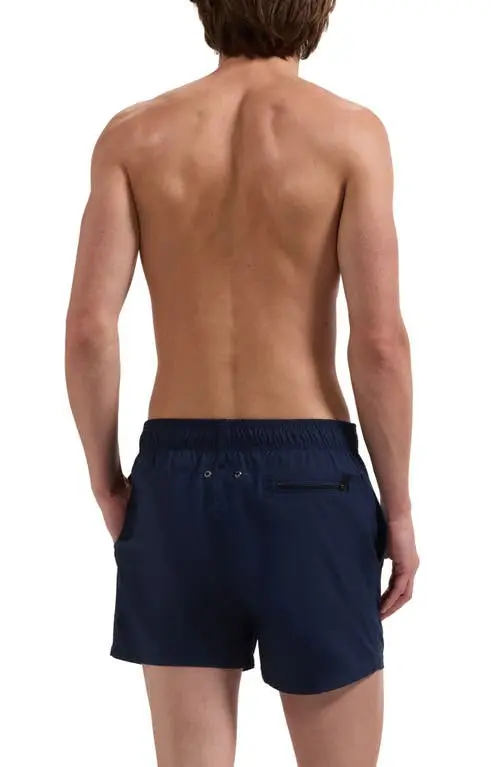 Bugatchi Zane Mid Length Print Swim Trunks - Navy