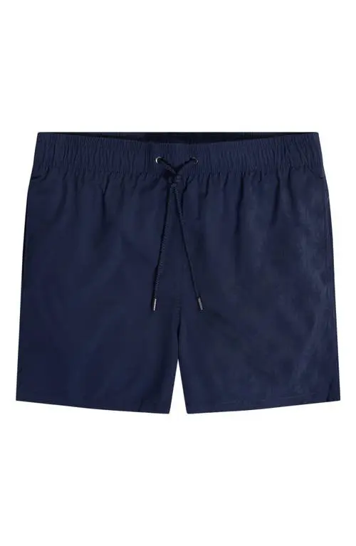 Bugatchi Zane Mid Length Print Swim Trunks - Navy
