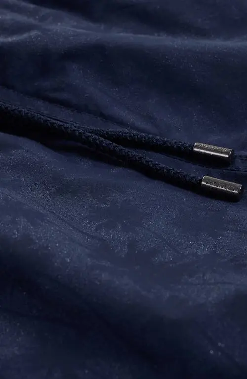 Bugatchi Zane Mid Length Print Swim Trunks - Navy