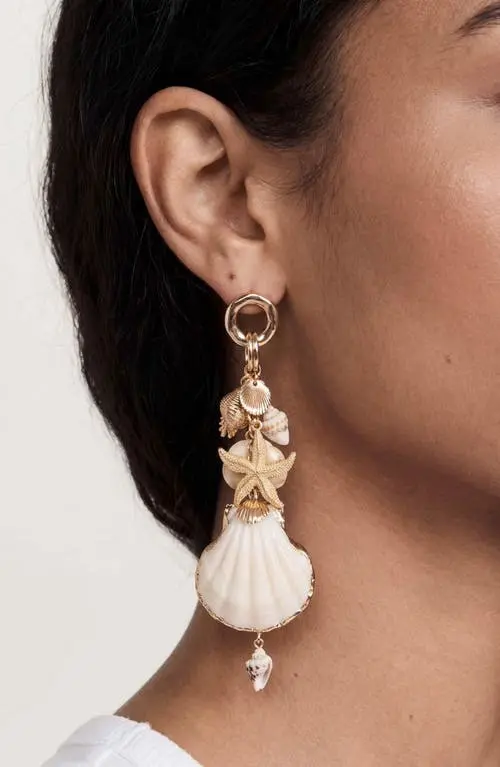 Ettika Sculptural Shell Charm Drop Earrings