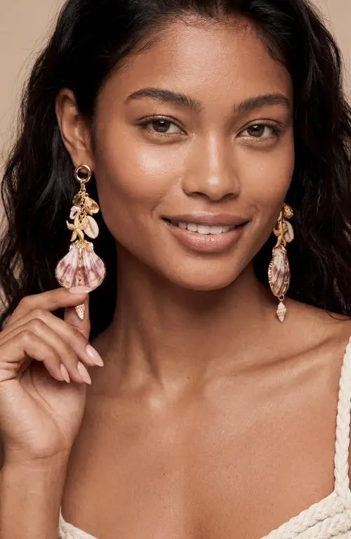 Ettika Sculptural Shell Charm Drop Earrings