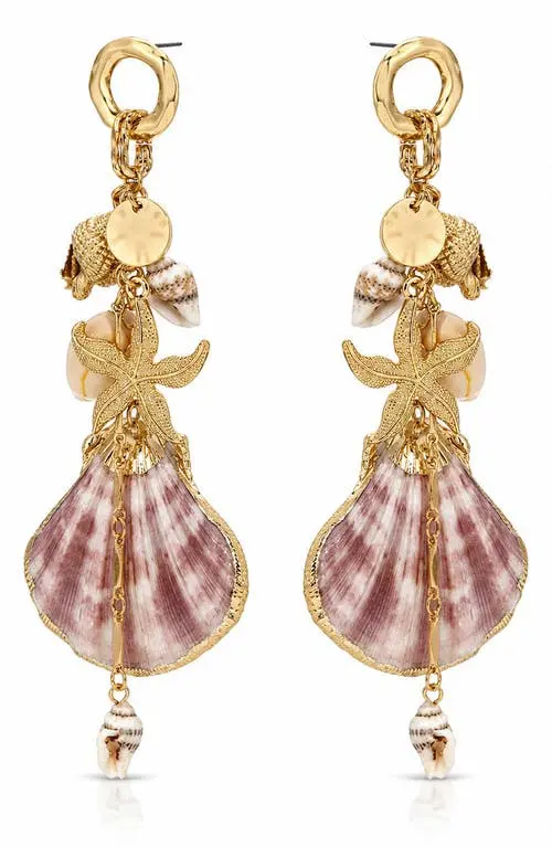 Ettika Sculptural Shell Charm Drop Earrings
