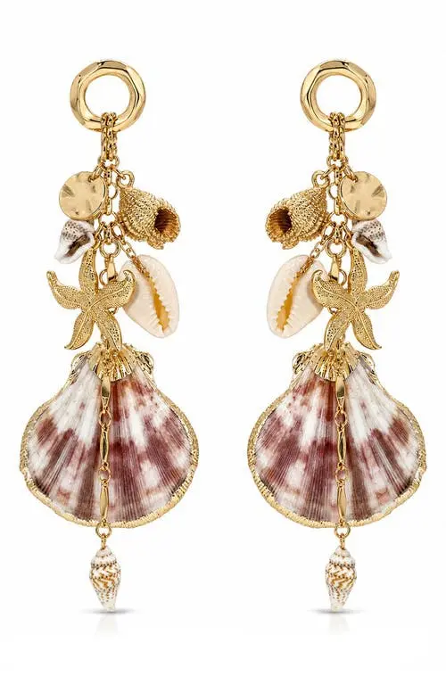 Ettika Sculptural Shell Charm Drop Earrings