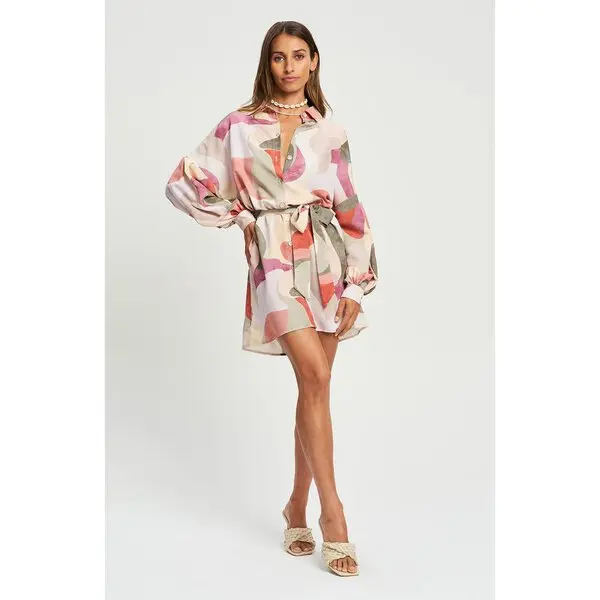 ST MRLO Bligh Shirt Dress - Abstract Tonal